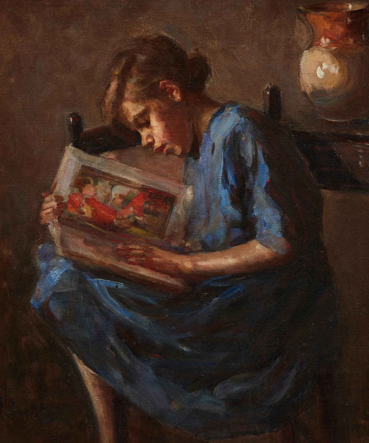Eva Theresa Bradshaw - Portrait of a Young Girl Reading | Cowley Abbott